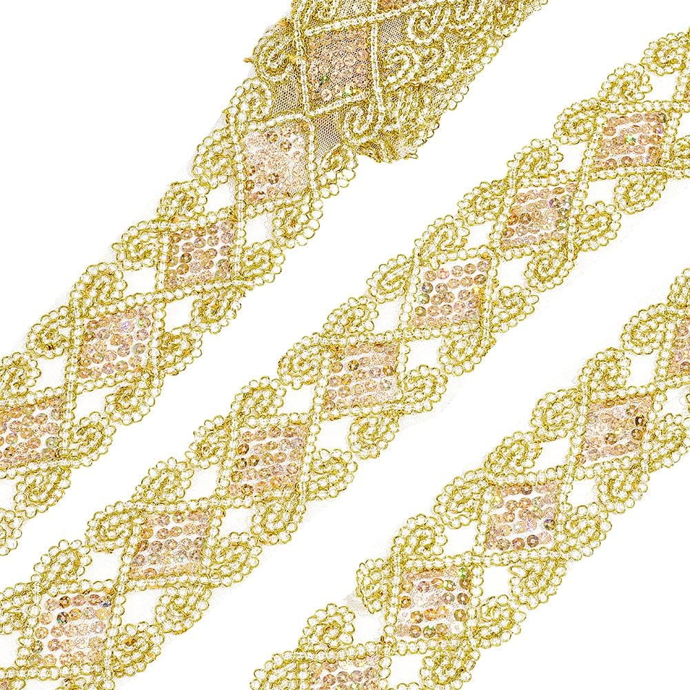 2-1 2 inch Gold Lace Trim 10 Yards Lace Ribbons Rhombus Lace with ...