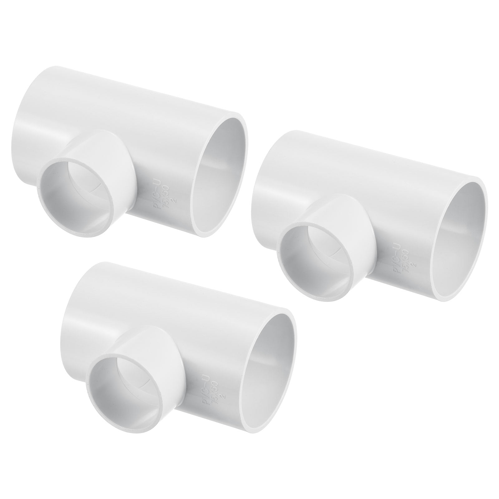 2 1/2" x 1 1/2" 3 Way Tee Pipe Fittings UPVC, 3 Pack Joint Coupling Pipe, White - Walmart.com
