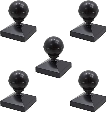 2 1/2" x 2 1/2" Square Black Aluminum Ball Post Cap for Aluminum Fence ...