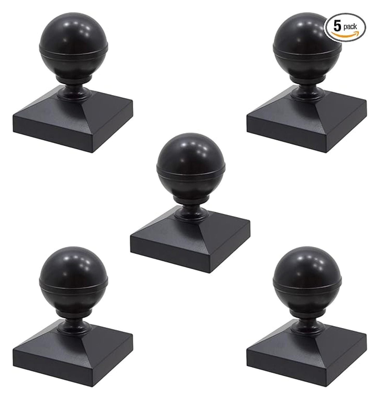 2 1/2" x 2 1/2" Square Black Aluminum Ball Post for Aluminum Fence ...