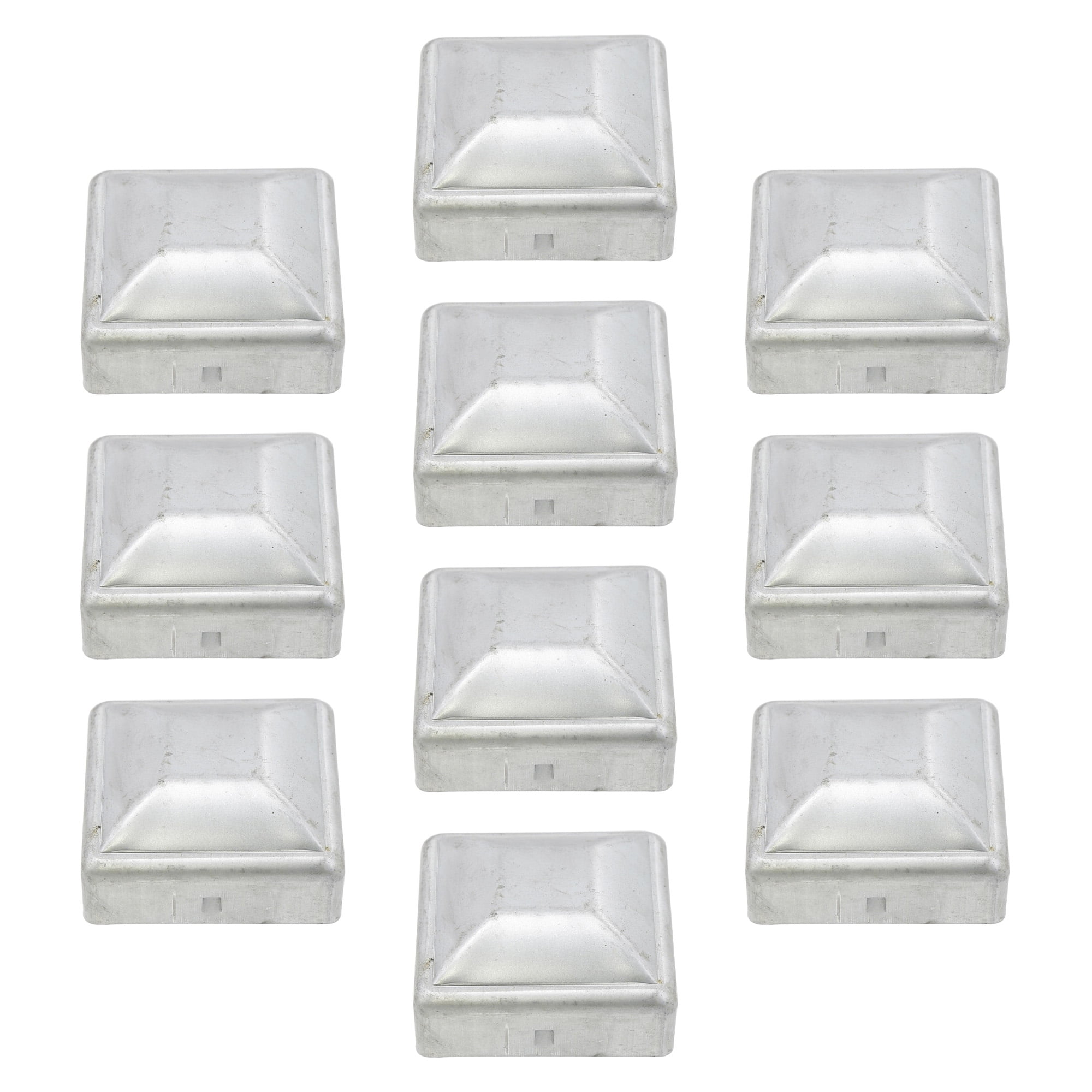 2 1/2" x 2 1/2" Square Pressed Steel Dome Caps Galvanized Steel (10 ...