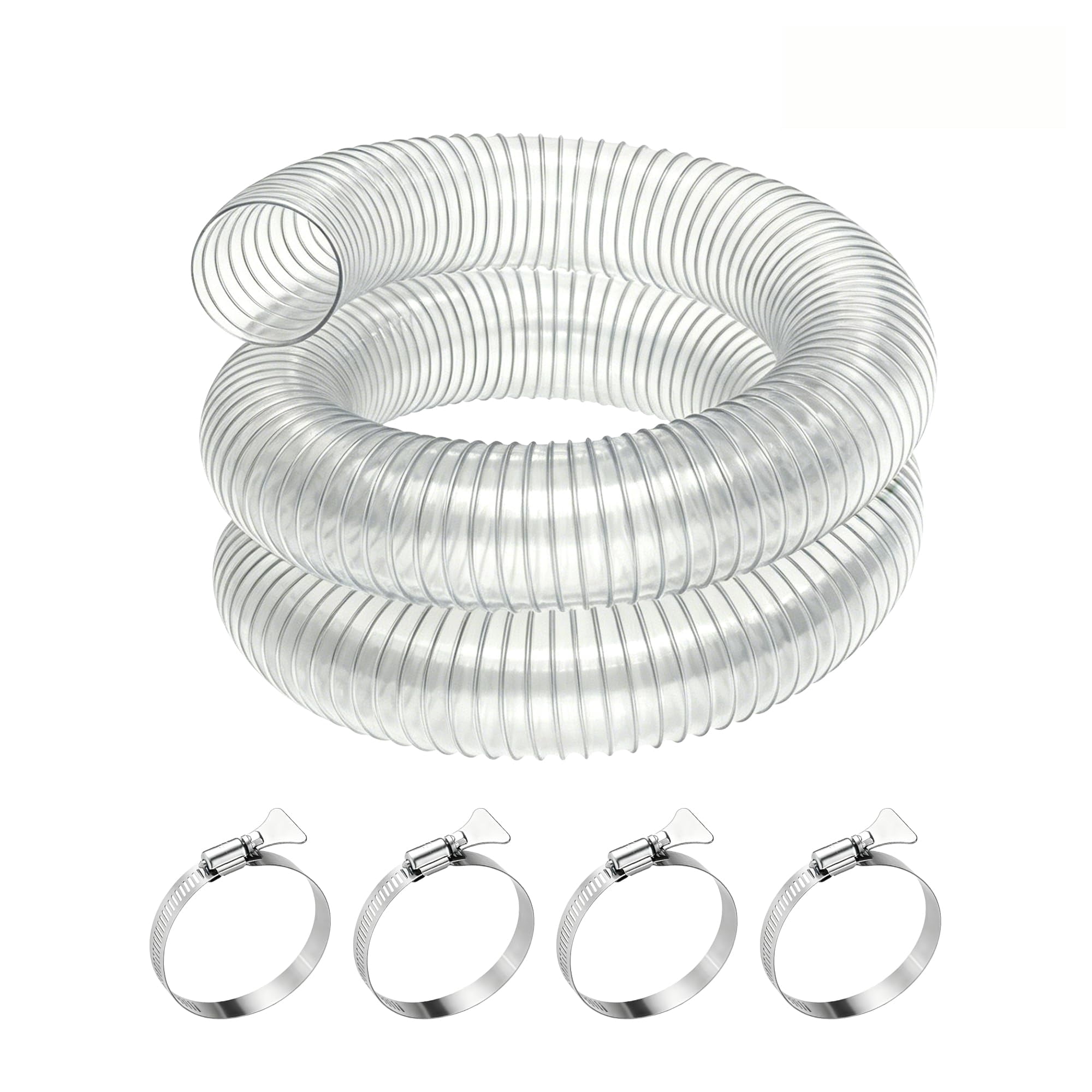 2-1/2" x10' Heavy Duty Dust Collection Hose, Thickened Clear PVC ...