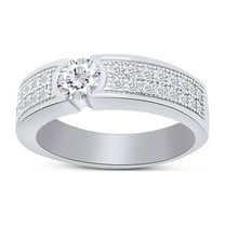 AFFY White Cubic Zirconia Wedding Band Ring For Men's In 14k Rose Gold ...