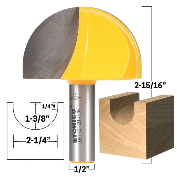 2-1/4" Diameter Core Box Router Bit - 1/2" Shank - Yonico 19110 ...