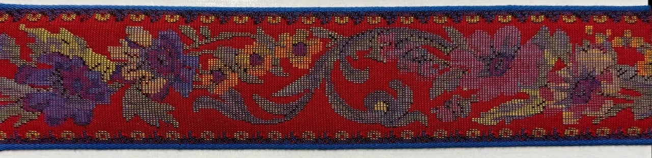 2-1/4" Floral Jacquard Woven Tapestry Webbing Ribbon Trim - 5 ...