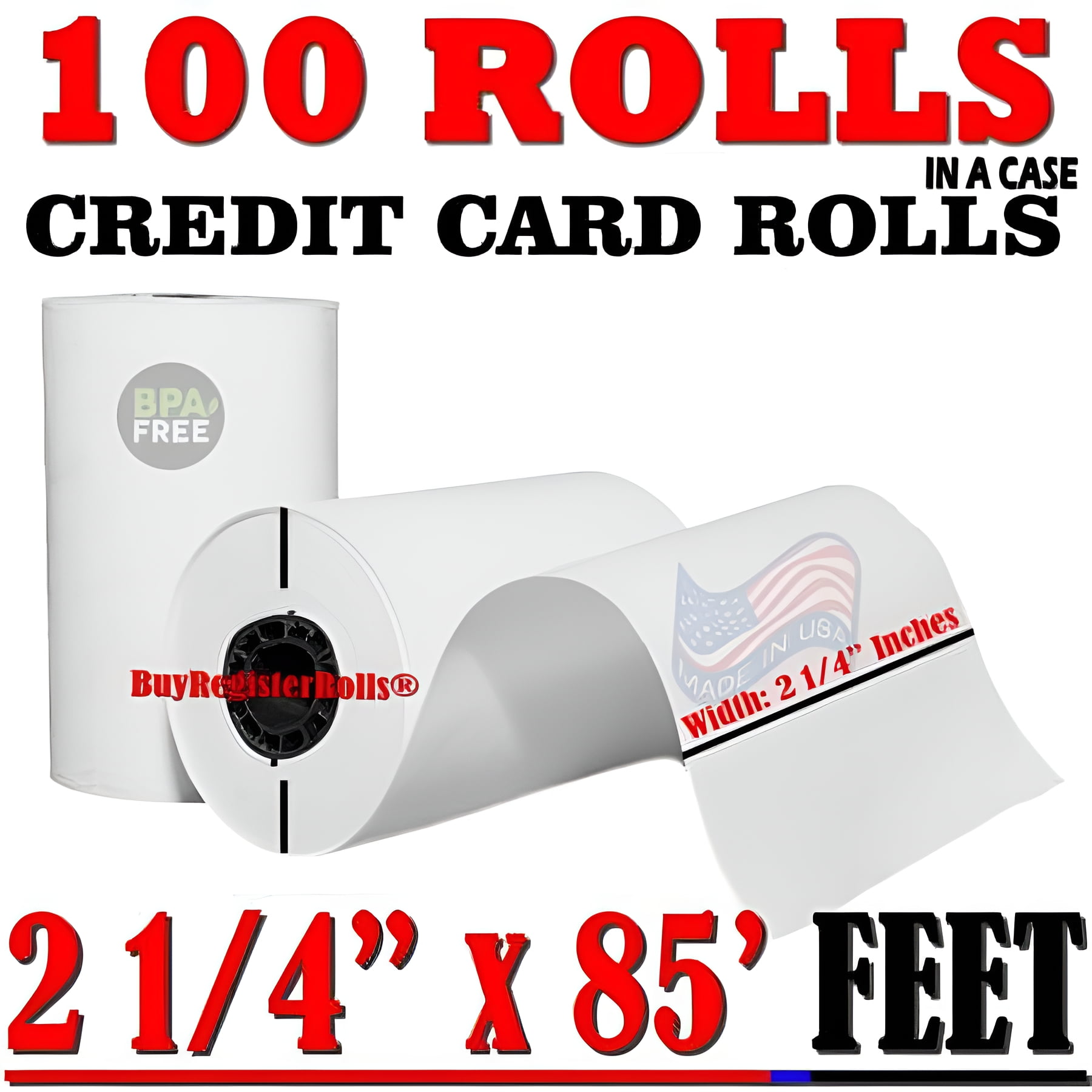 2 1/4" X 85' FT 100 ROLLS CREDIT CARD THERMAL PAPER ROLLS 2 1/4" x 85 ...