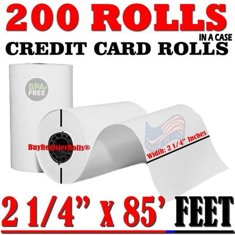 2 1/4" X 85' FT 200 ROLLS CREDIT CARD THERMAL PAPER ROLLS 2 1/4" x 85 ...