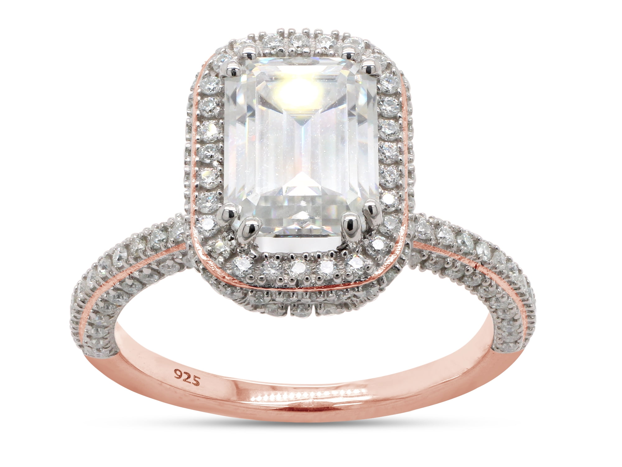 2 1/4 ct. t.w Center 8X6MM Emerald Cut Lab Created Moissanite Halo ...