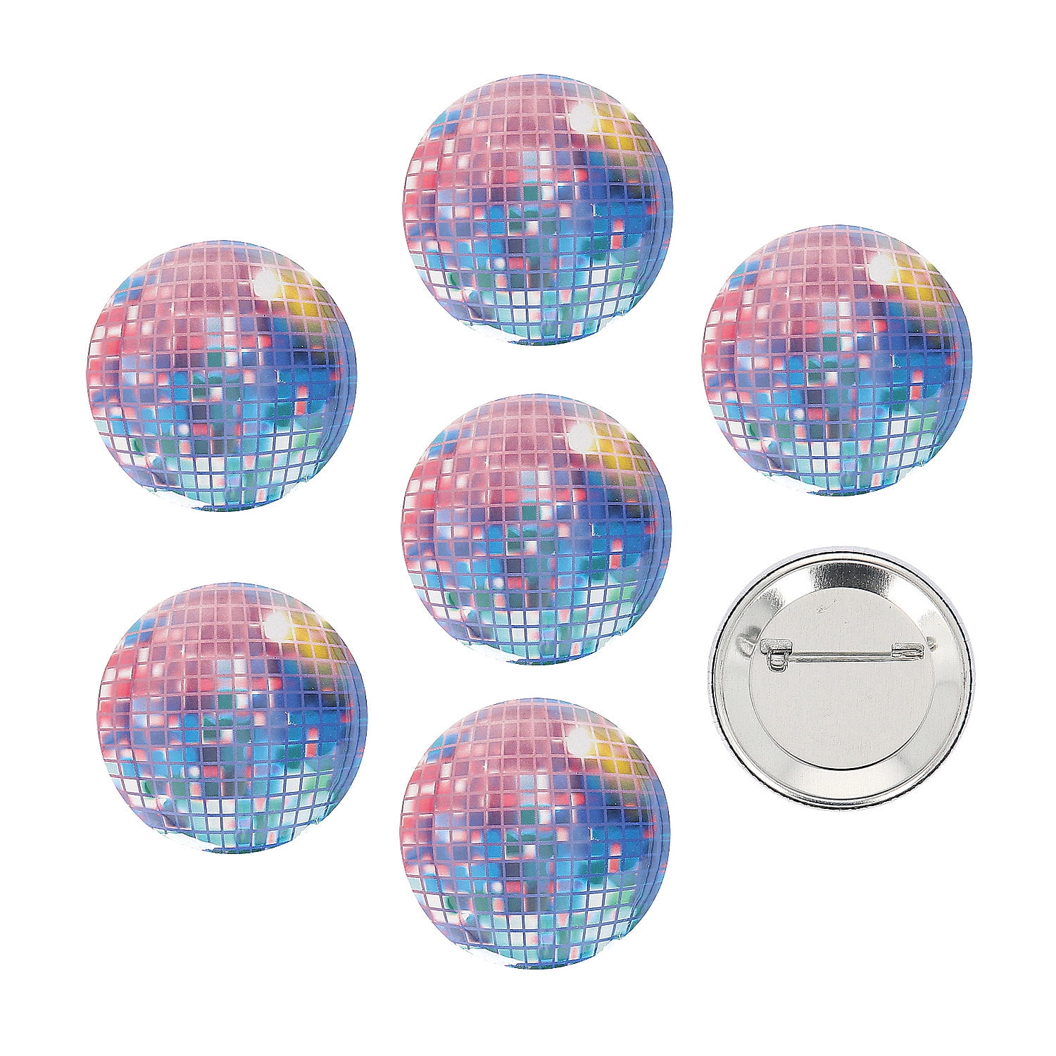 2 1/4" diam. Small Sweet 16 Party Disco Ball Metal Buttons - 12 Pieces ...