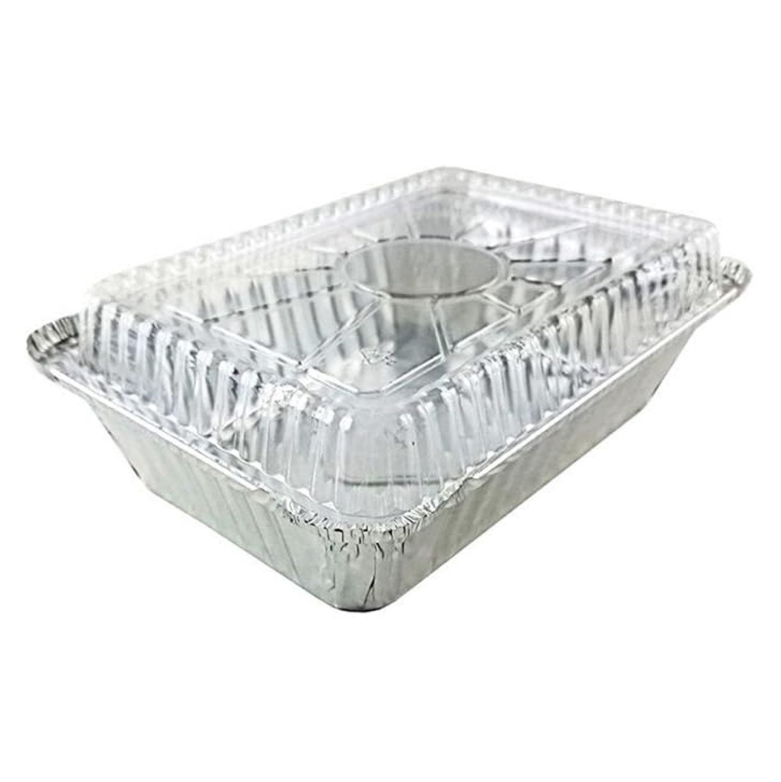 2 1/4 lb. Oblong Deep Aluminum Take-Out Pan with Clear Plastic Dome ...