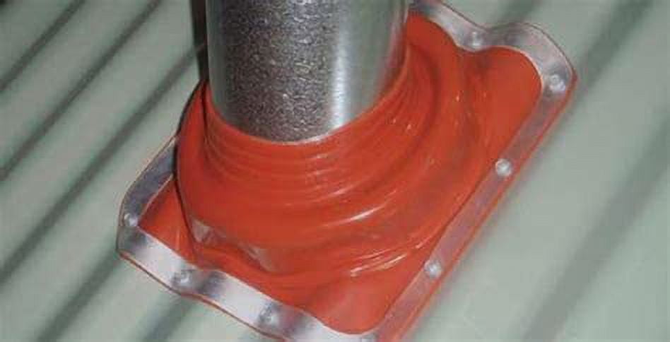 #2 (1/4" to 3-1/4") DEKTITE Square Base Combo Pipe Flashing Boot: RED High Temp Silicone Square ...