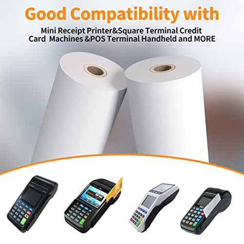 2 1/4'' x 50' Receipt Paper Rolls POS Thermal Paper Cash Register Paper ...