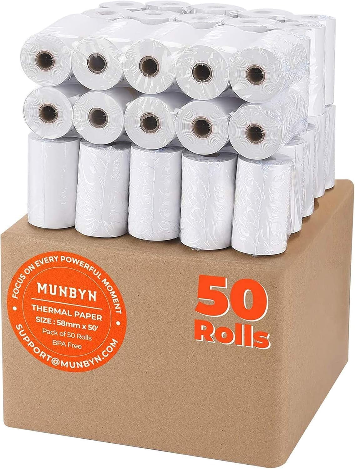 2 1/4" x 50' Thermal Paper (50 Rolls), BPA Free Receipt Paper, 58mm ...