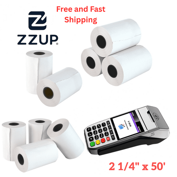 2 1/4 x 50' Thermal Paper Credit Card Cash Register POS Receipt Paper ...