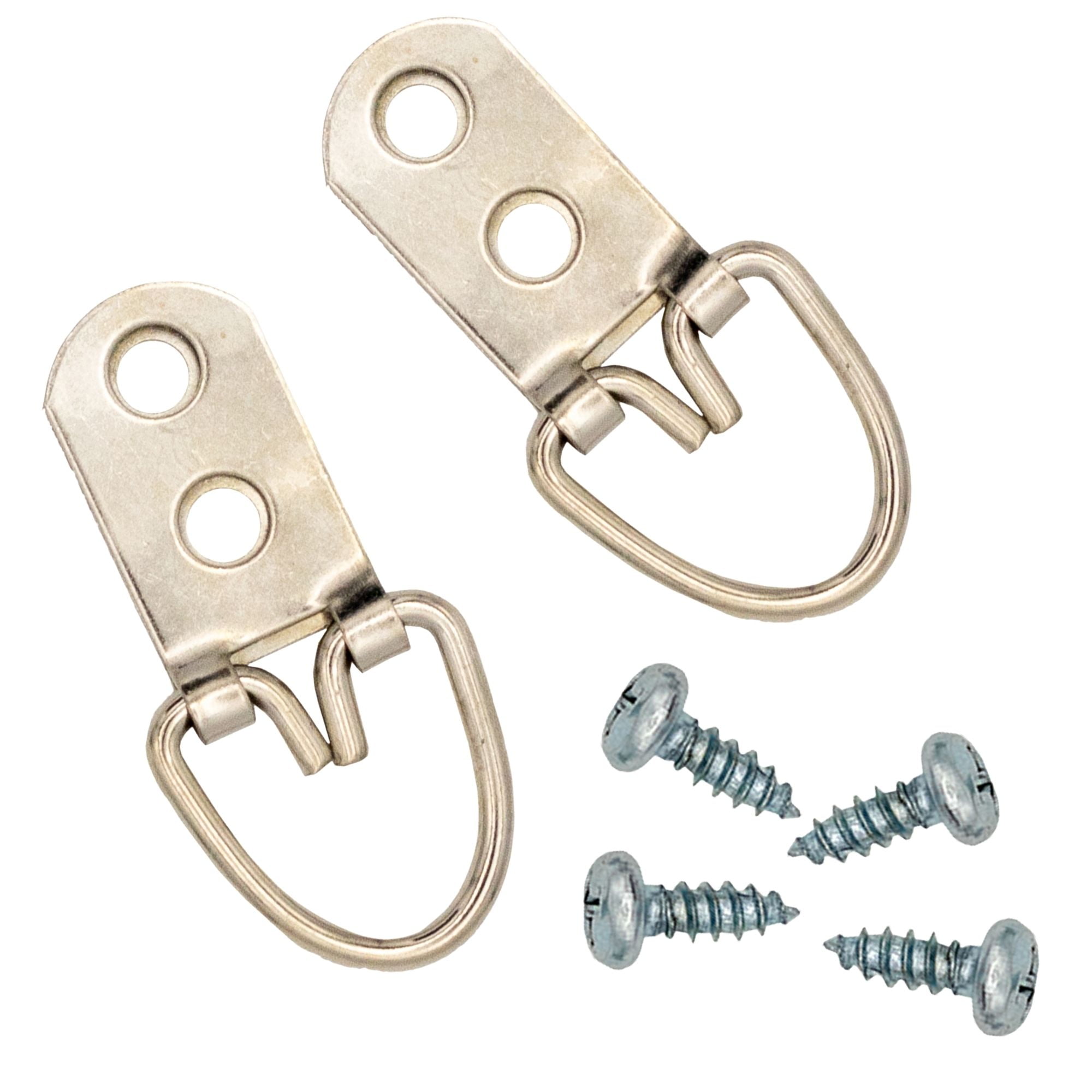 2-1/8" x 7/8" Zinc-Plated Heavy Duty D Ring Picture Hanger with Screws ...