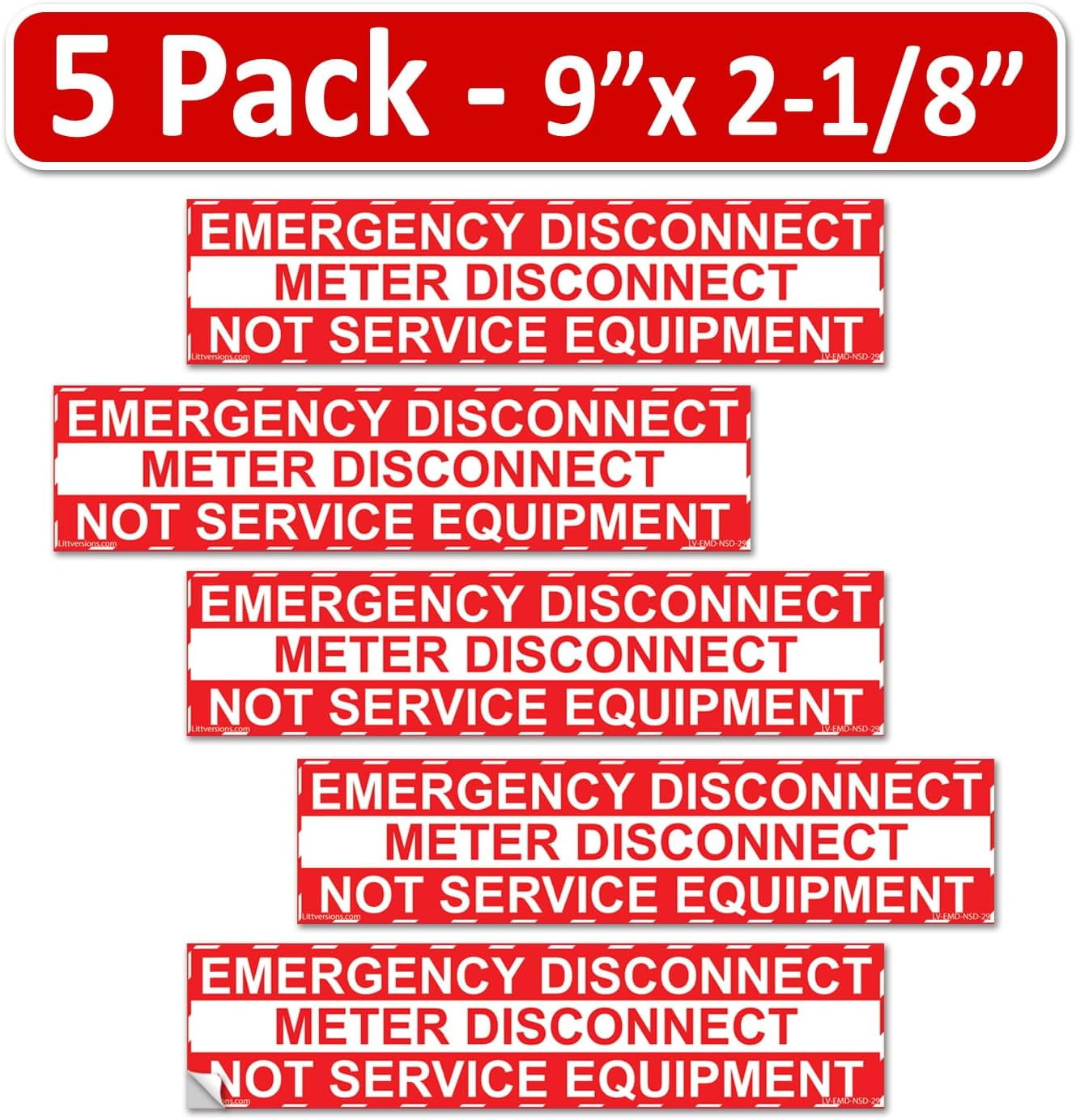 2-1/8"x 9" Emergency Meter Disconnect NOT Service Equipment Label Sign ...