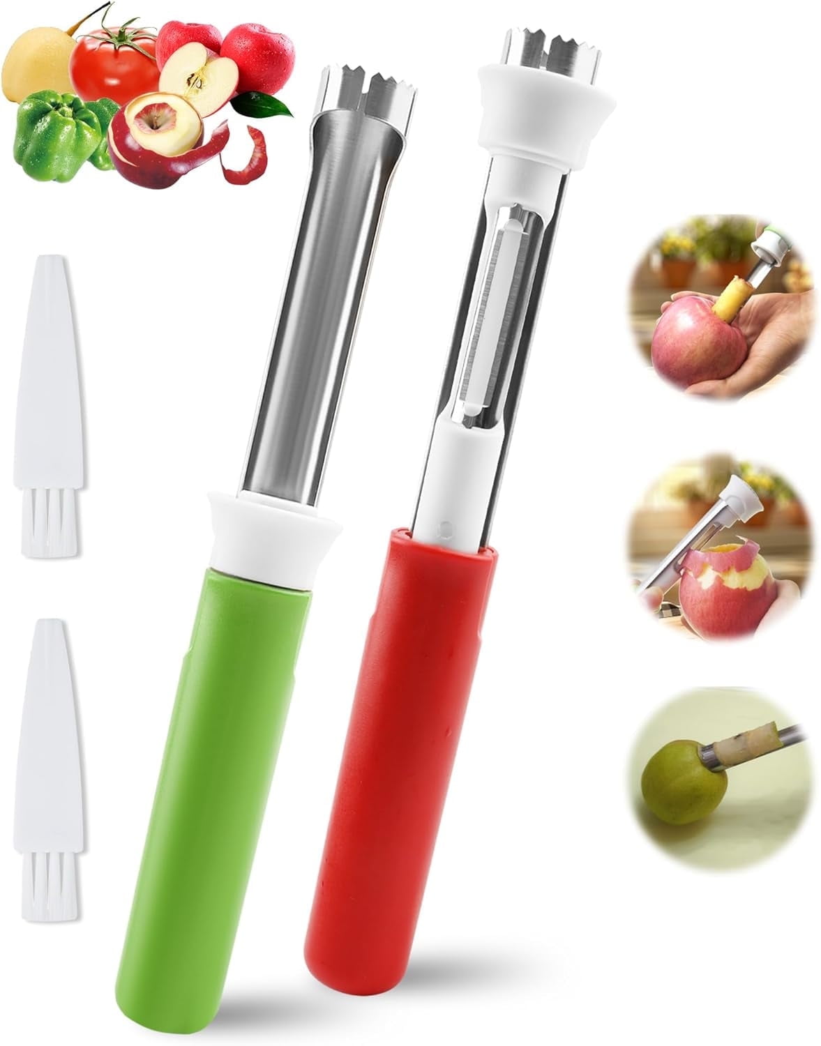 2 in 1 Apple Corer and Peeler Tool, 2Pcs Upgraded Stainless Steel Apple Peeler Corer Remover ...