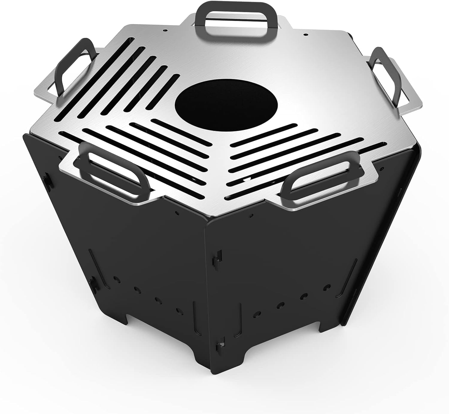 2 in 1 BBQ Charcoal Grill & Fire Pit,Camp Grill with Stainless Steel ...