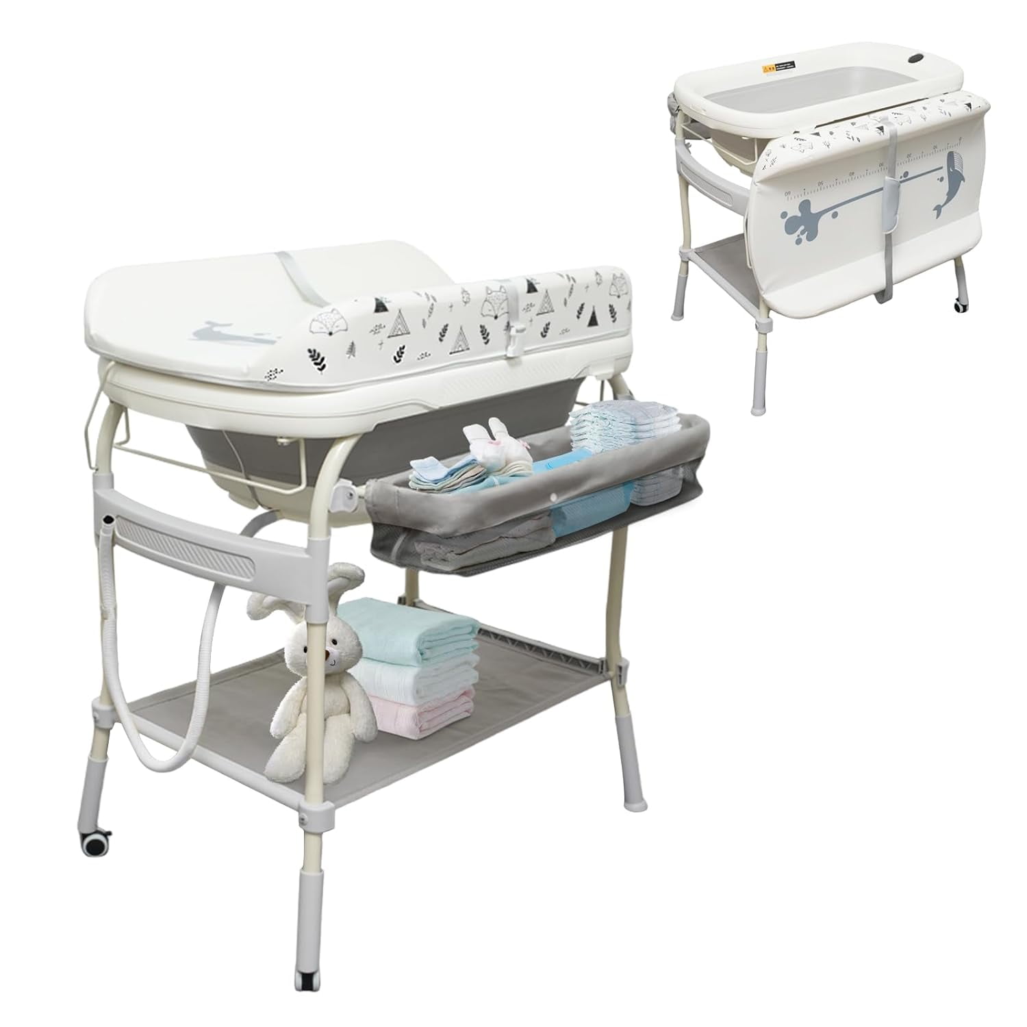 2 in 1 Baby Bathtub with Changing Table, DEYGIA Waterproof Diaper ...