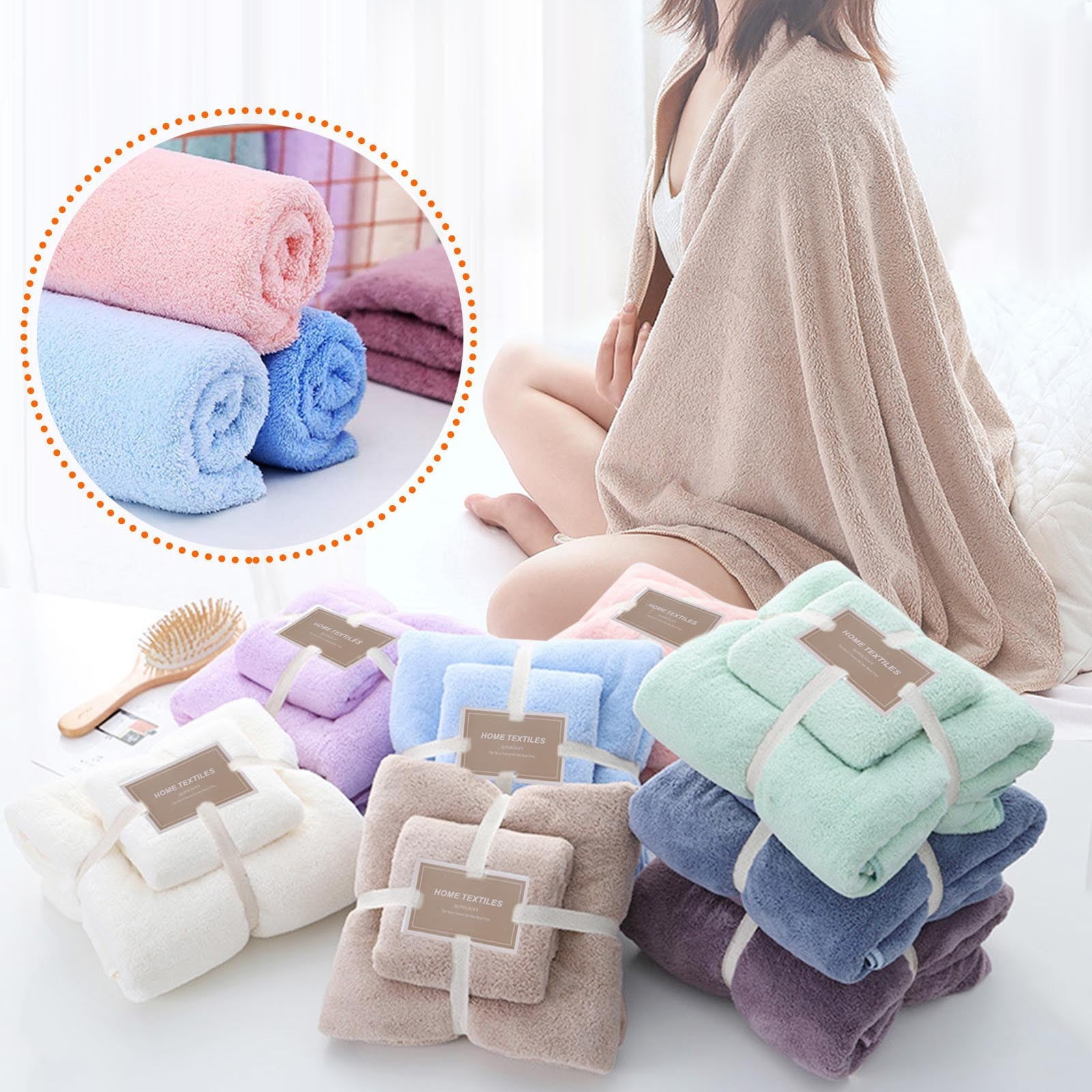 2 In 1 Bath Towels And Face Towel, 100% Cotton Large Towels, Extra ...