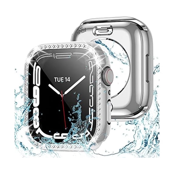 2 in 1 Bling Waterproof Case for Apple Watch Series 8 7 45mm, 360 ...