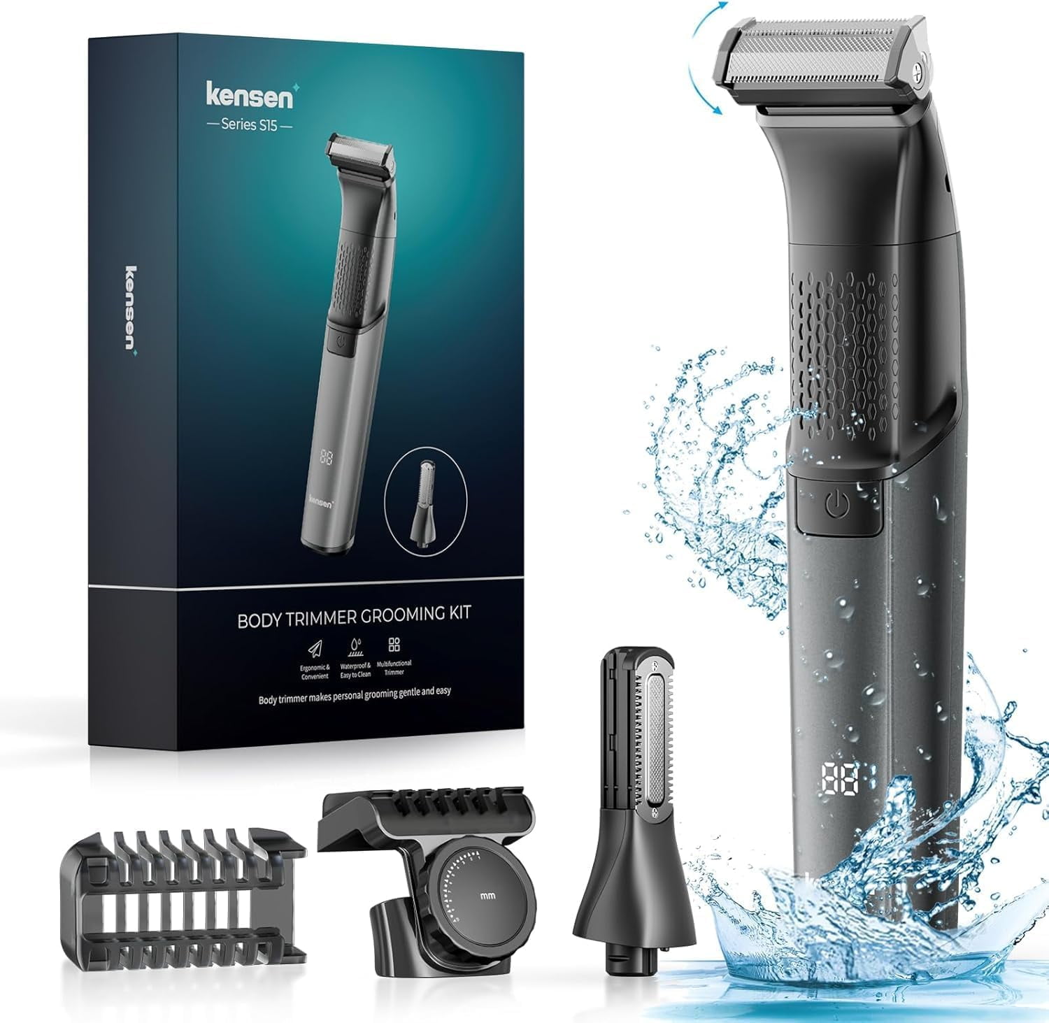 2 in 1 Body Hair Trimmer for Men - Electric Pubic Hair Shaver with ...