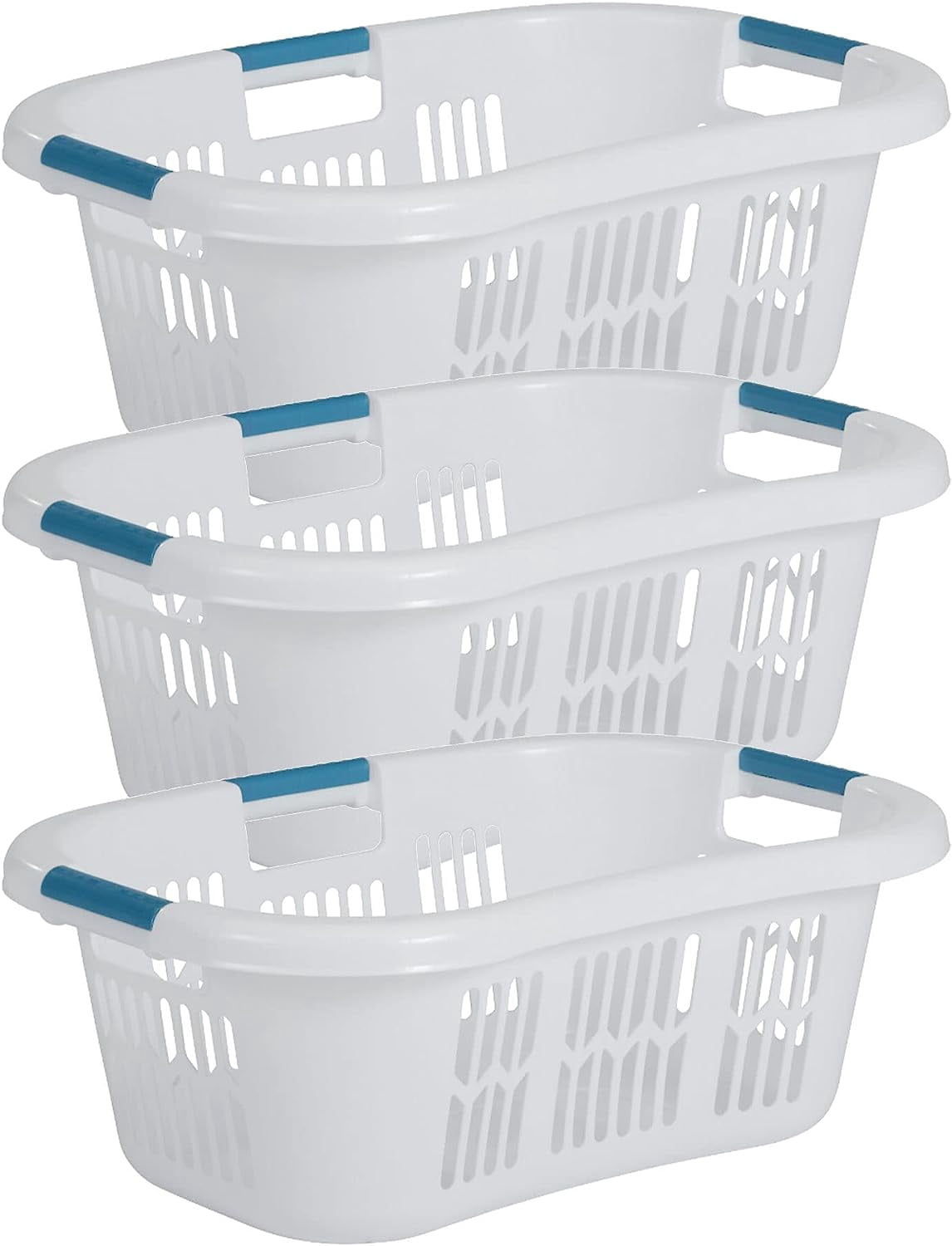 2.1-Bushel Small Hip-Hugger Portable Plastic Laundry Basket with Grab ...