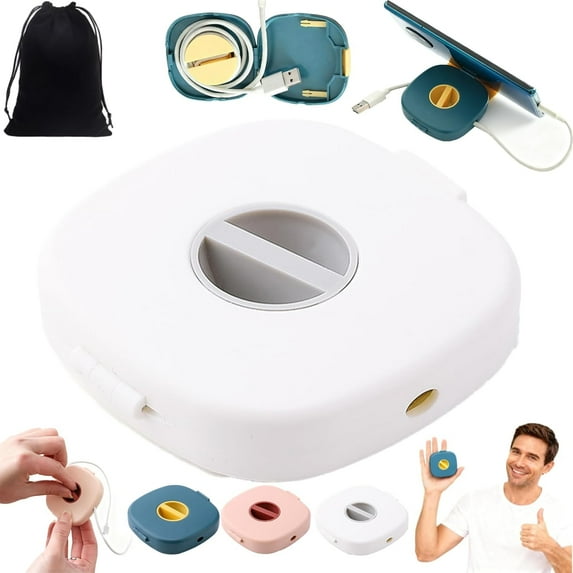 2 in 1 Cable Winder with Phone Stand, Upgrade Mini Retractable Portable ...