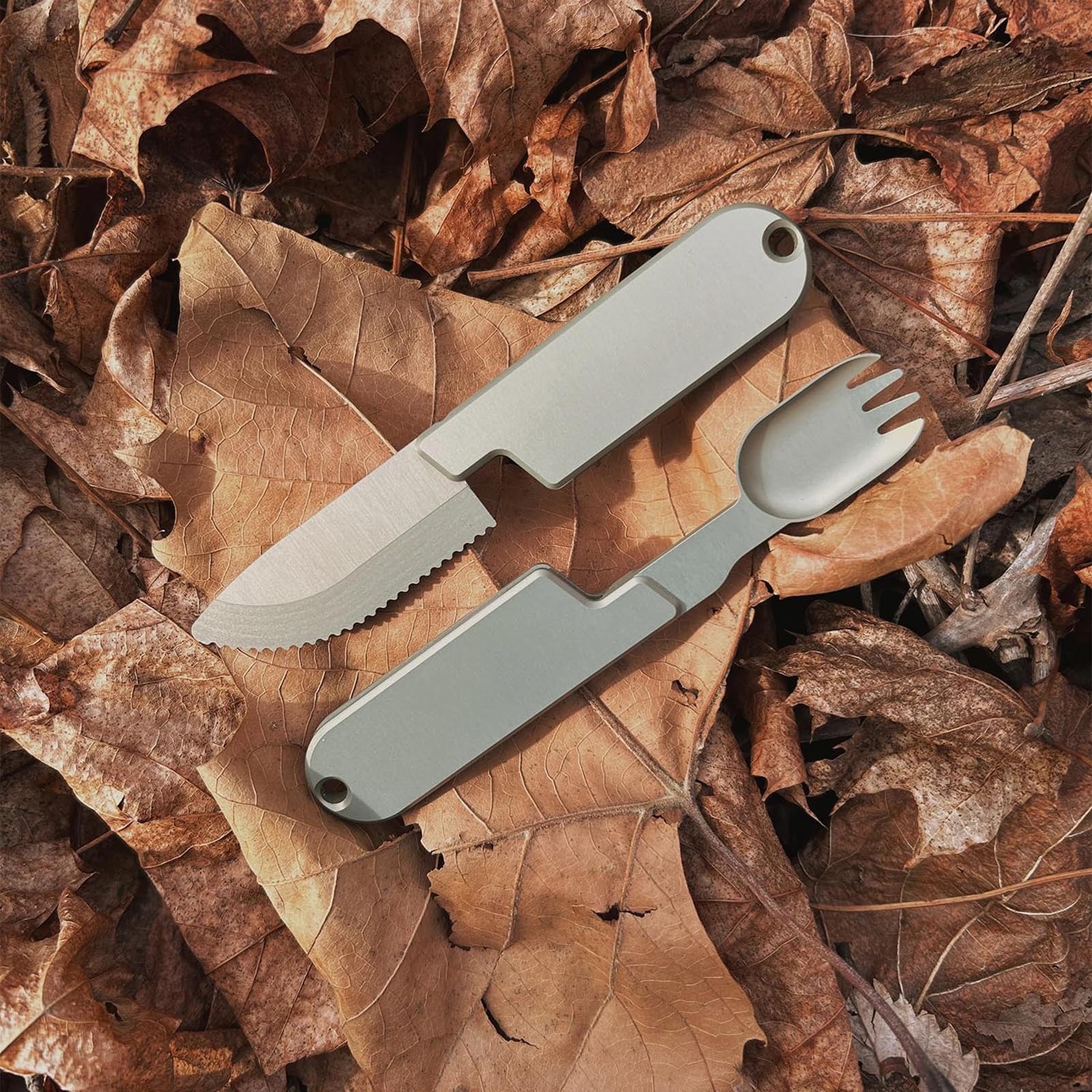 2 in 1 Camping Eating Utensils Set with Detachable Spork And Knife ...