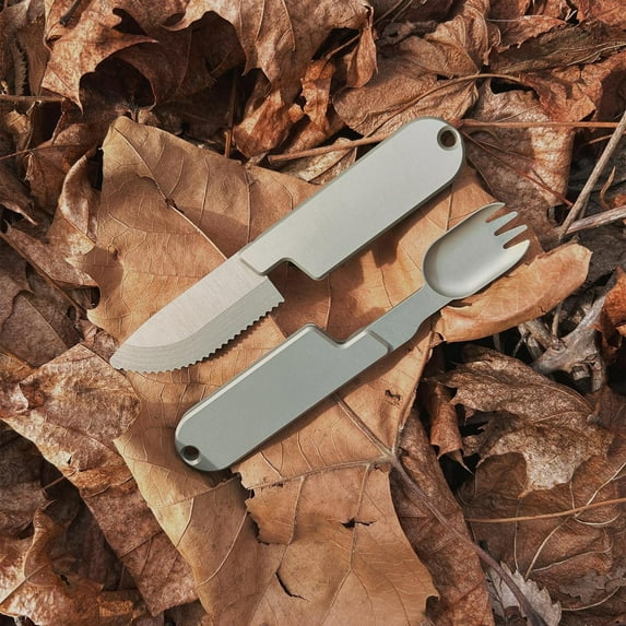 2 in 1 Camping Eating Utensils Set with Detachable Spork And Knife ...