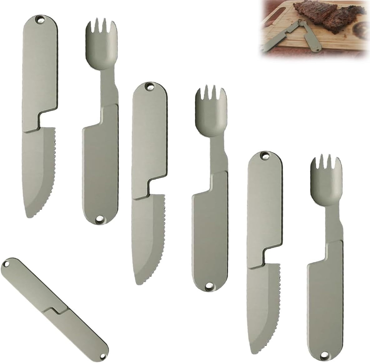 2 in 1 Camping Eating Utensils Set, Portable Camping Cutlery ...