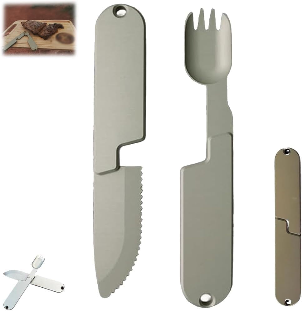 2 in 1 Camping Eating Utensils Set, Portable Camping Cutlery ...
