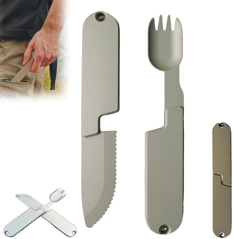2 in 1 Camping Eating Utensils Set, Respectivem Portable Detachable ...