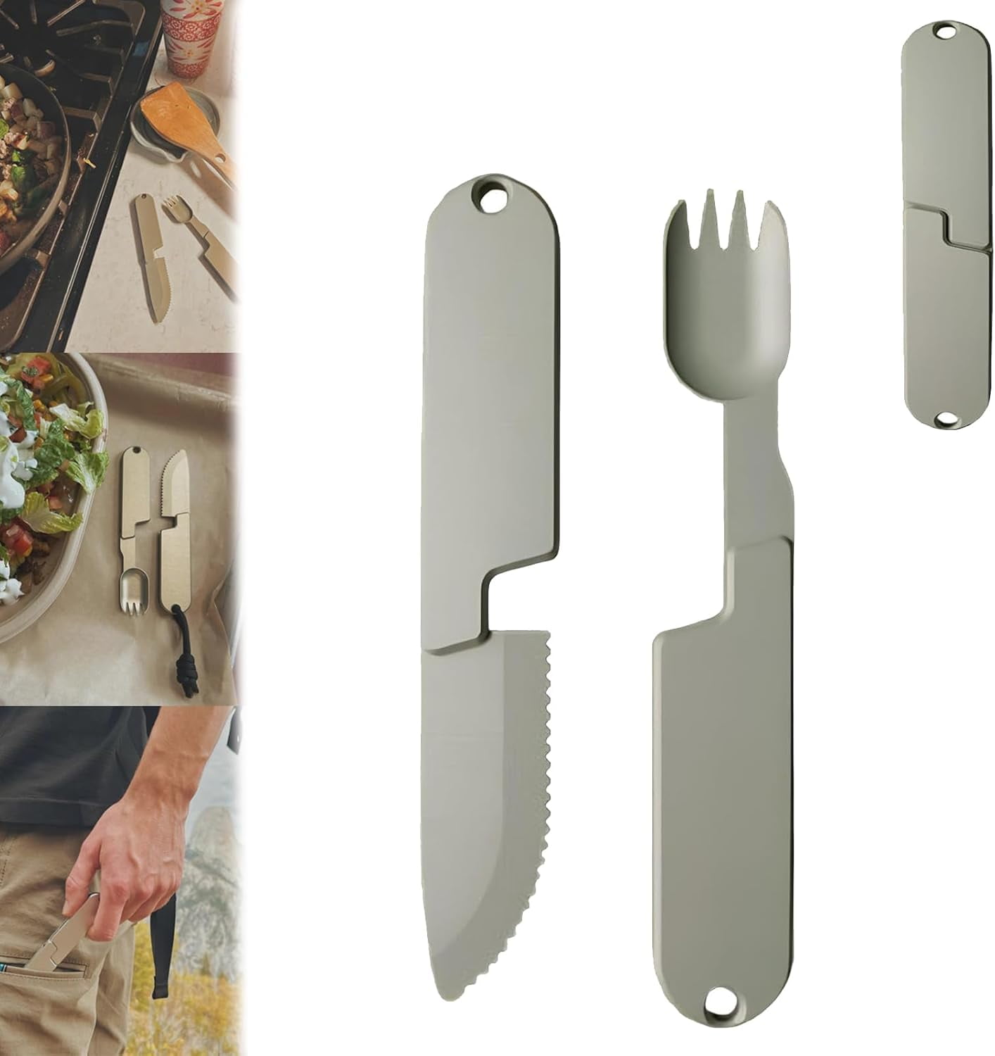 2 in 1 Camping Eating Utensils Set, Reusable Magnetic Camping Utensils ...