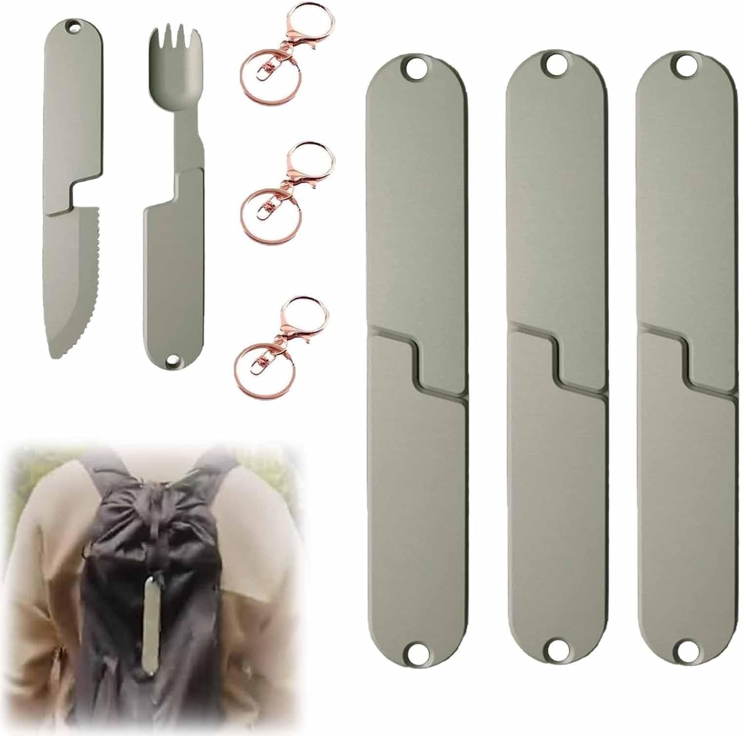 2 In 1 Camping Eating Utensils Set, Reusable Magnetic Detachable ...