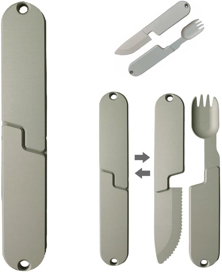 2 In 1 Camping Eating Utensils Set,Reusable Magnetic Detachable Cutlery ...