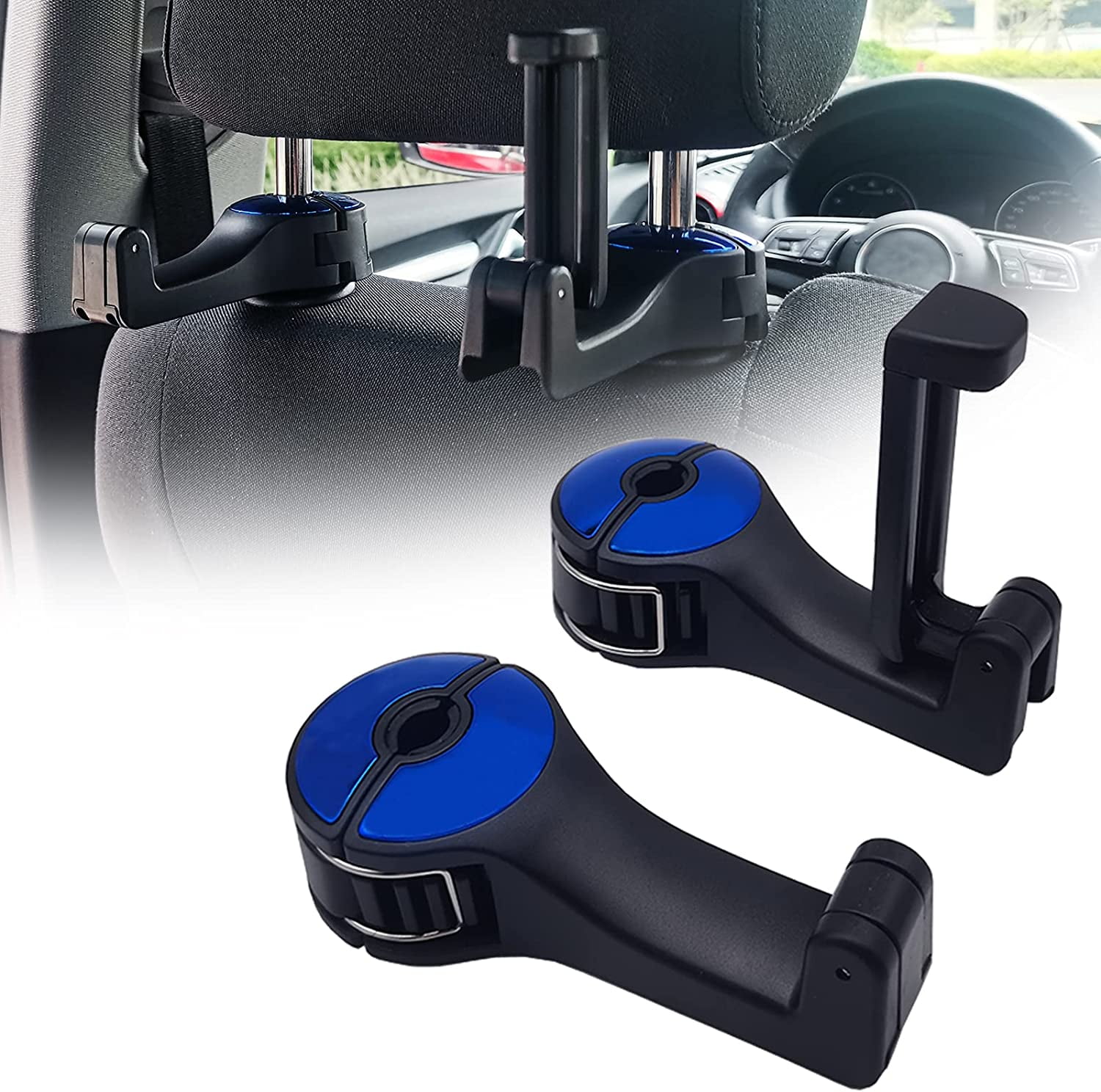 2 in 1 Car Seat Hooks,2PCS Multifunctional Car Seat Back Hooks with ...