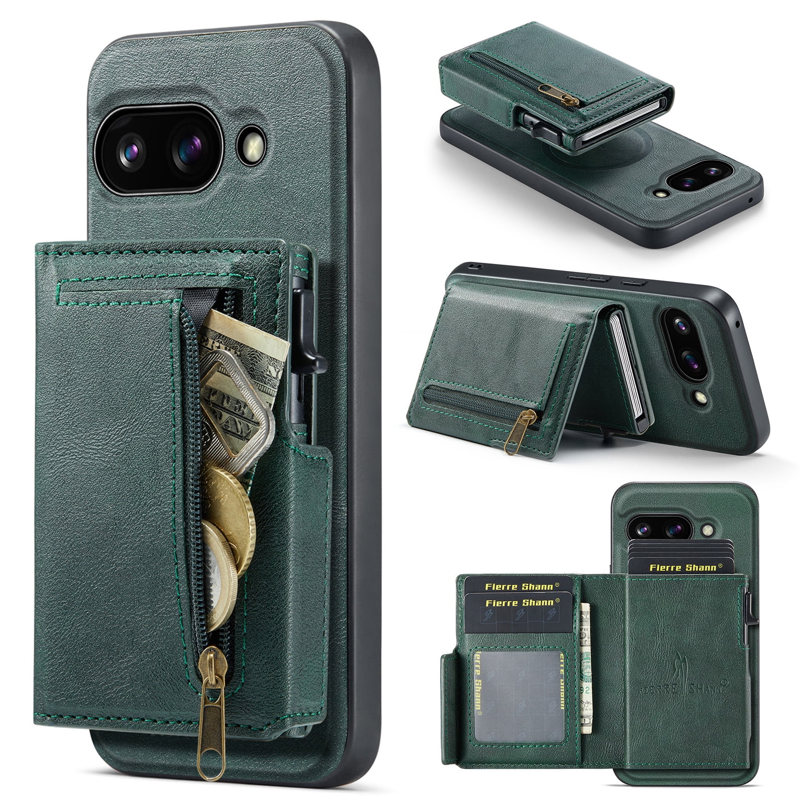2 In 1 Case for Google Pixel 9a, Premium PU Leather + TPU Wallet Case ...