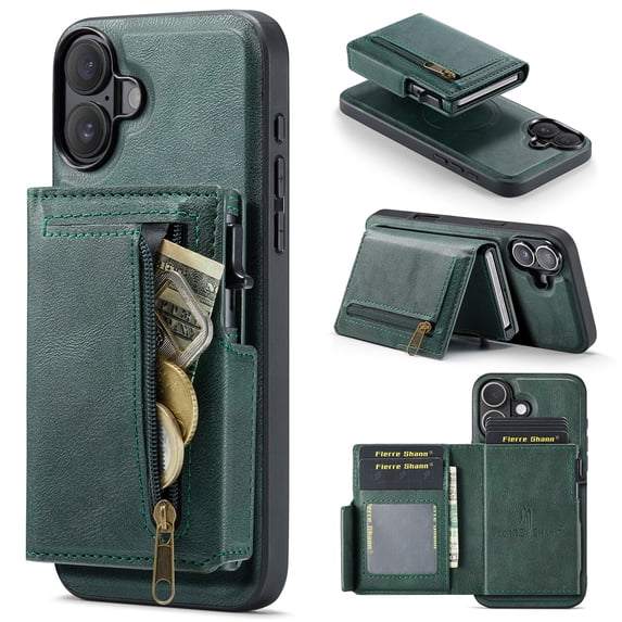 2 In 1 Case for iPhone 17, Premium PU Leather + TPU Wallet Case with ...
