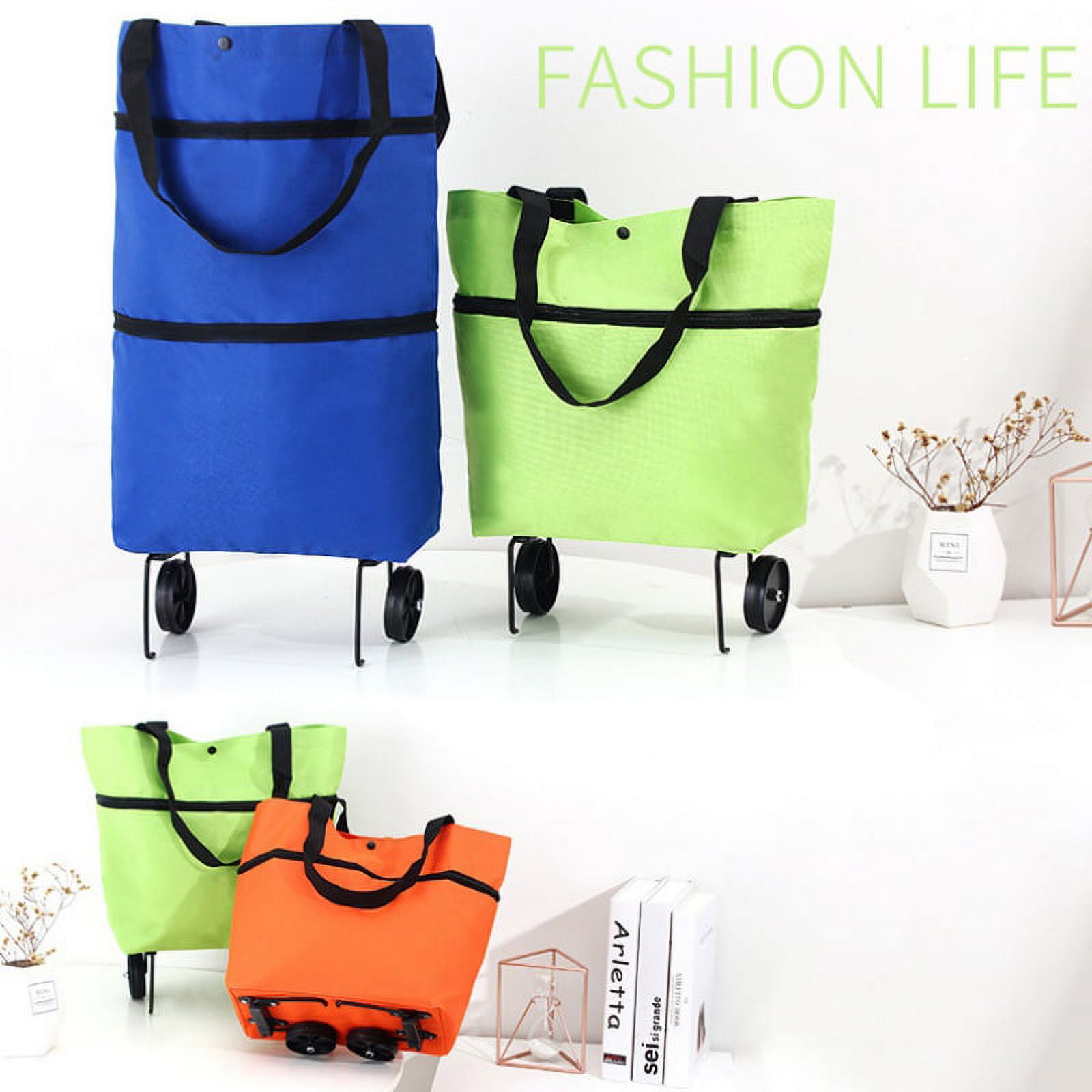 2 In 1 Collapsible Shopping Cart With Wheels, Multifunction Telescopic ...