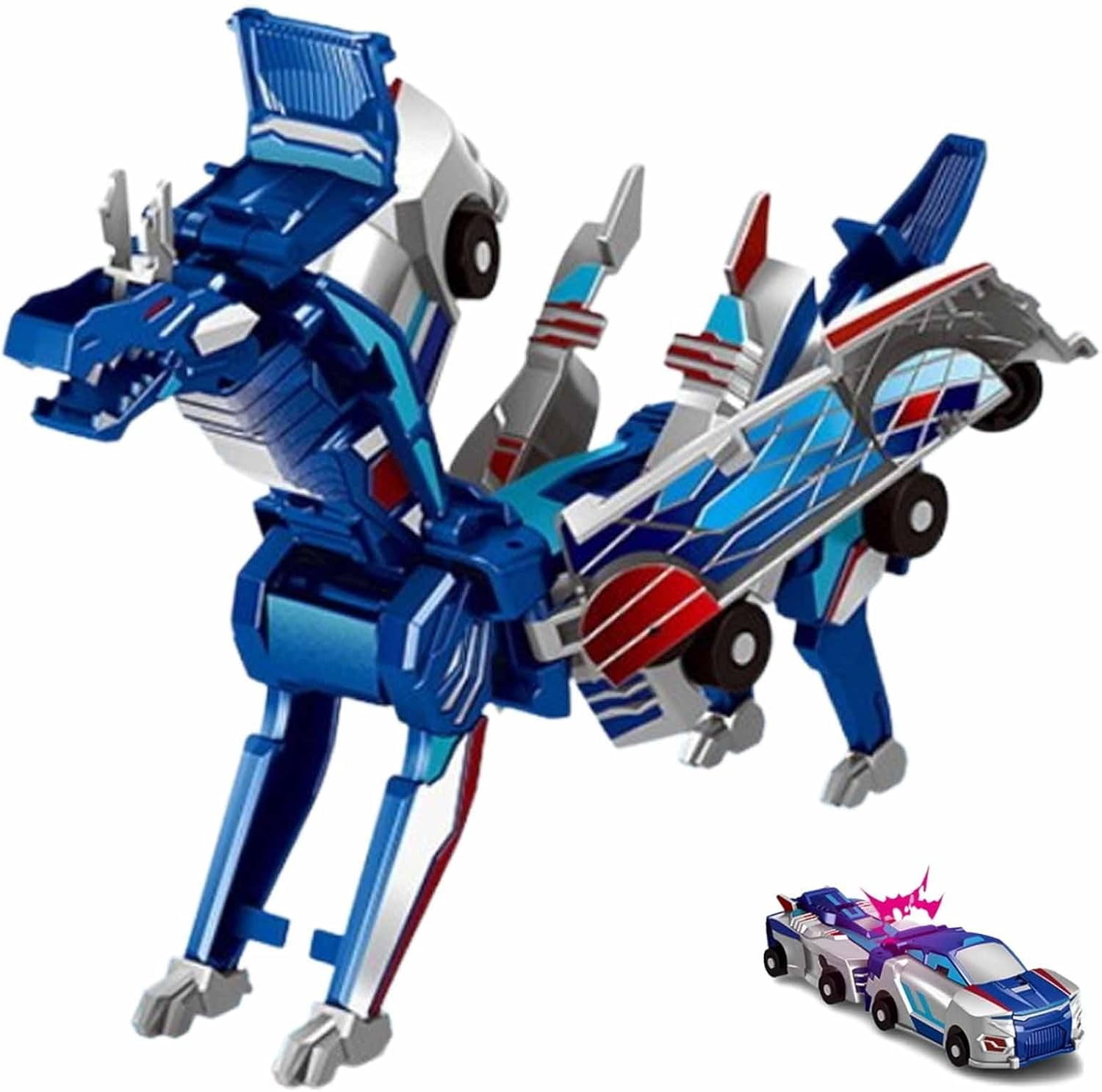 2 in 1 Collision Transforming Dinosaur Car Toy, Magnetic Cars Transform ...