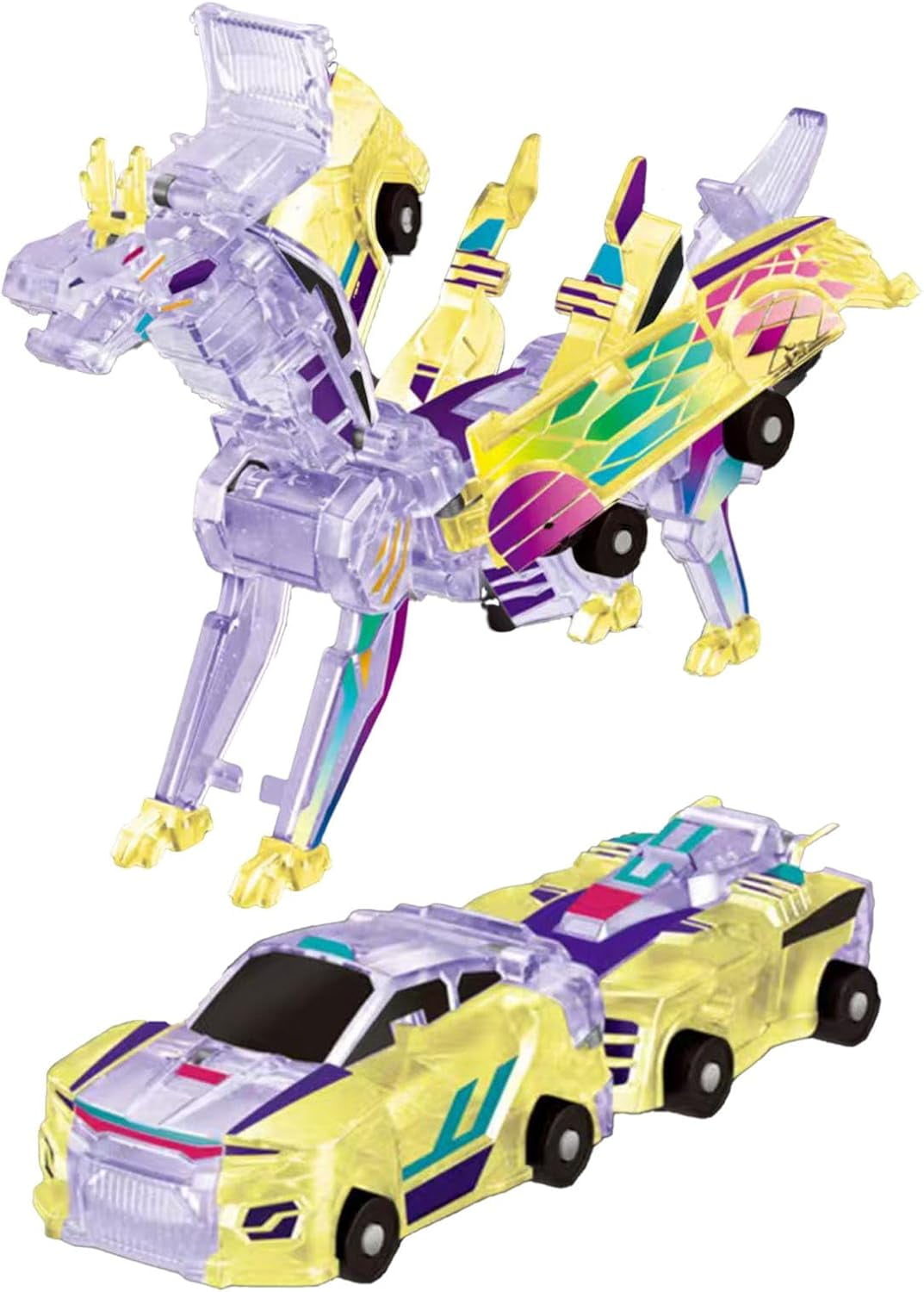 2 in 1 Collision Transforming Dinosaur Car Toy, Magnetic Cars Transform ...