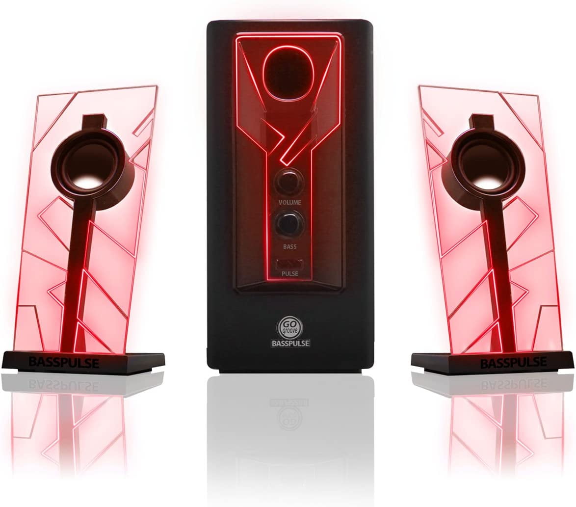 2.1 Computer Speakers with Red LED Glow Lights and Powered Subwoofer ...