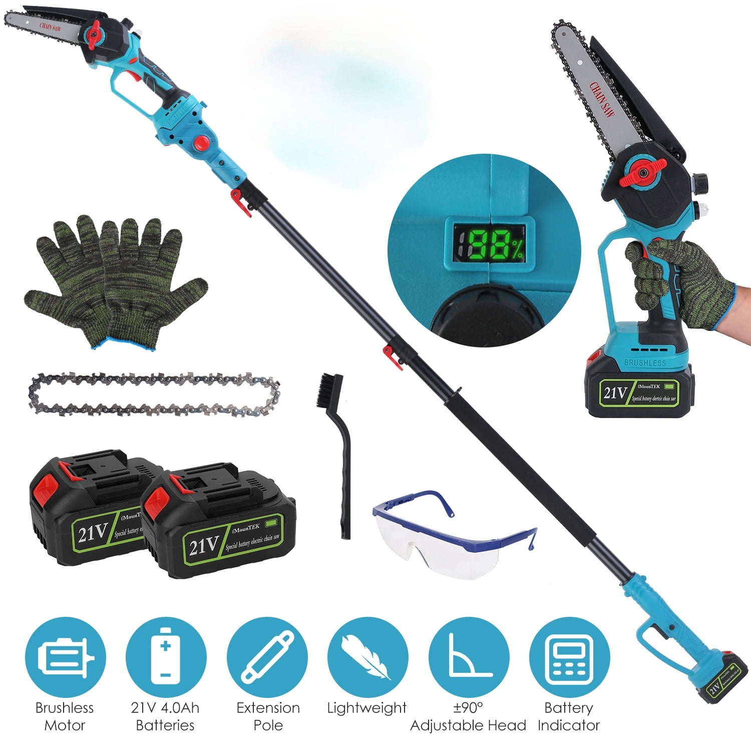 2 in 1 Cordless Pole Saw and Handheld Chainsaw Extendable Tree Trimmer ...