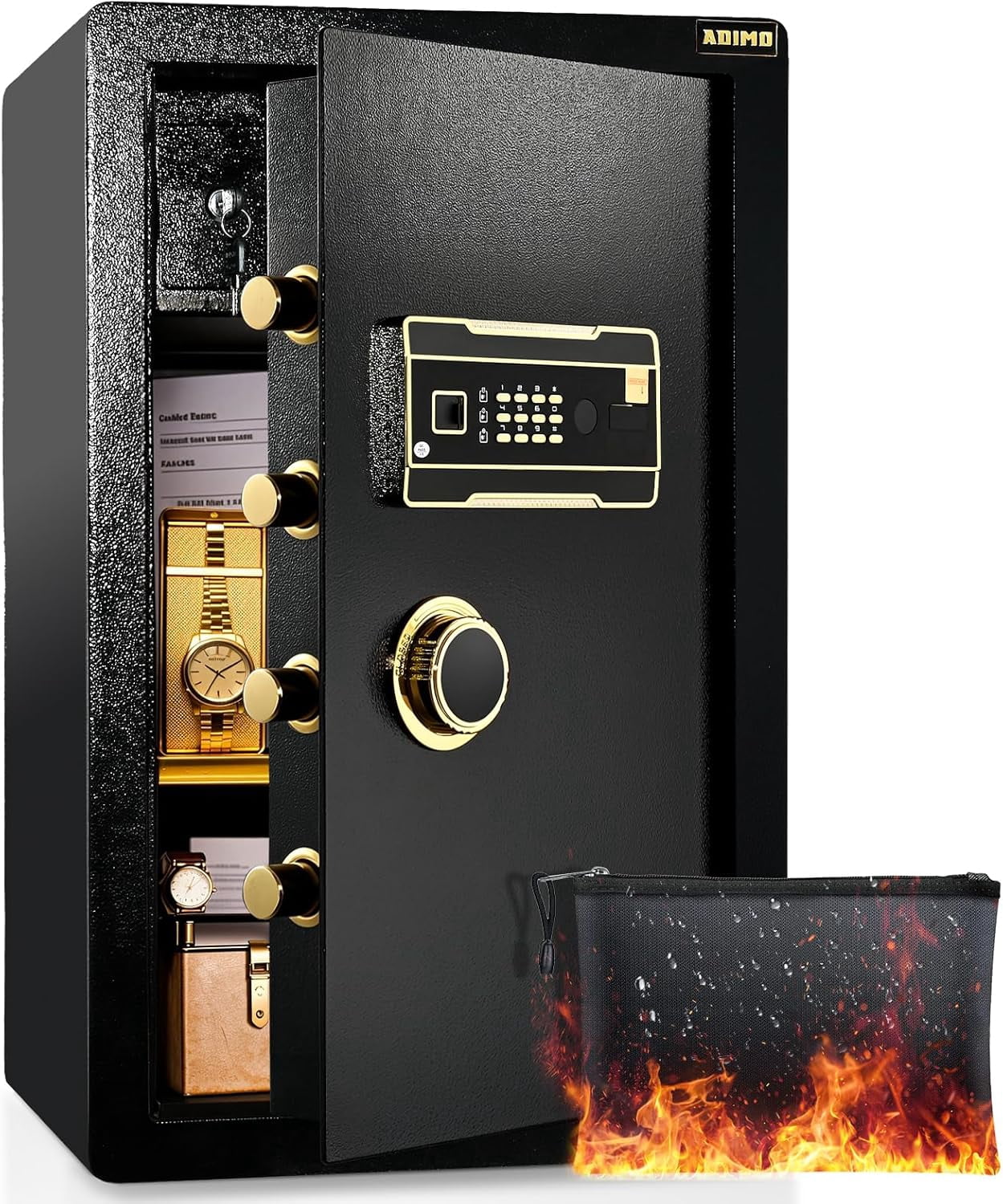 2.1 Cuft Heavy Duty Steel Home Box with Digital Keypad&Key Lock Built ...