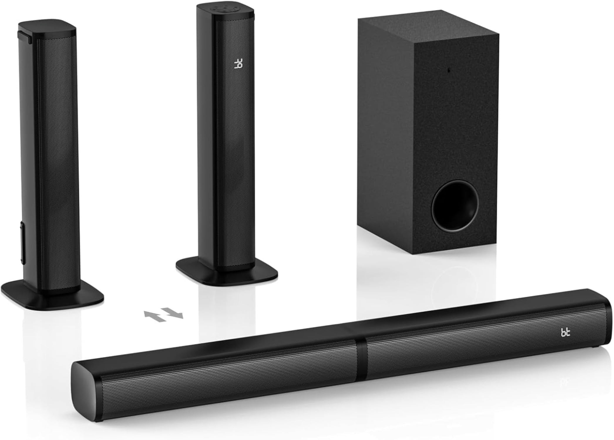 2 in 1 Detachable Sound bar with Subwoofers, 4.1 Channel Bluetooth ...