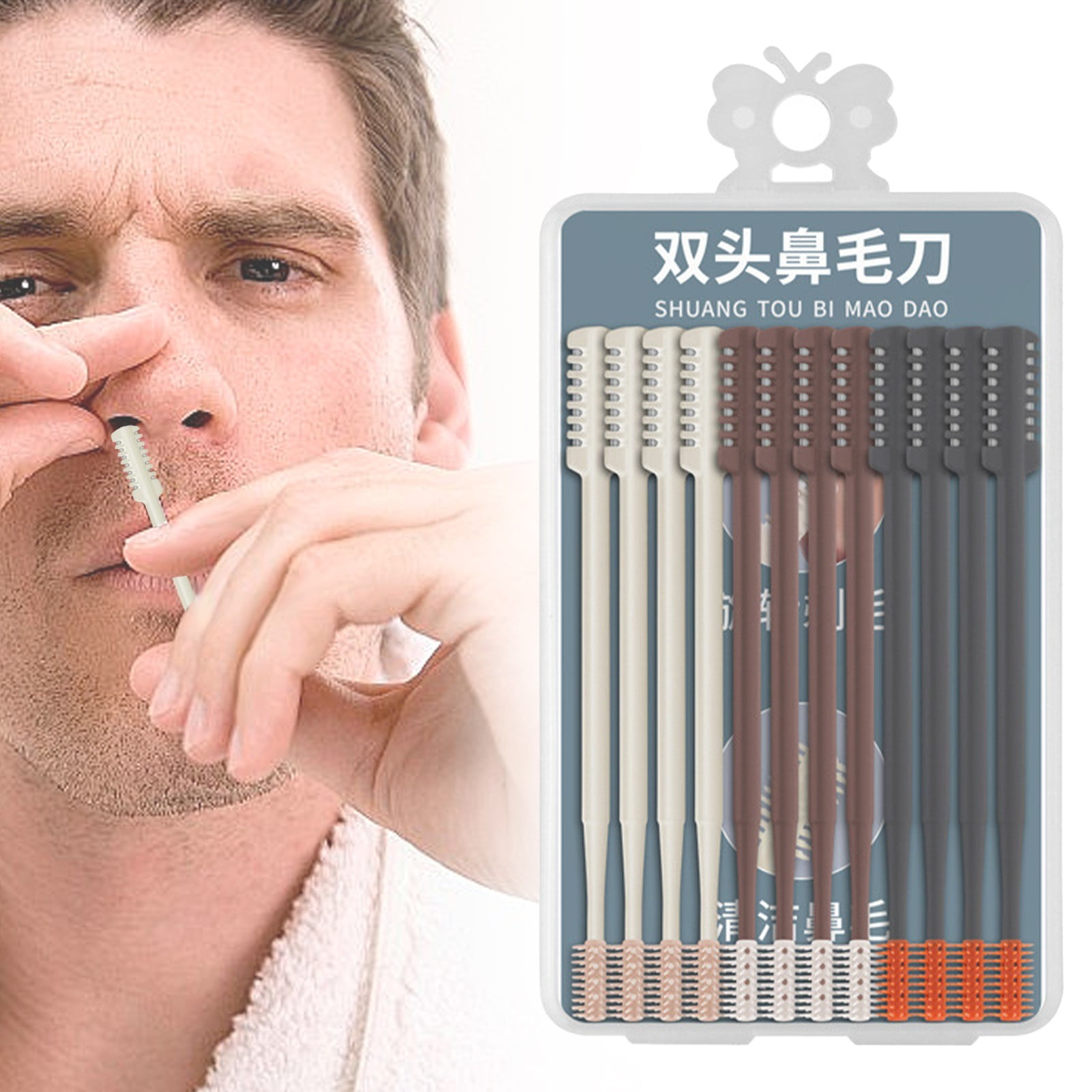 2 in 1 Double Sided Nasal Hair Cutter,Portable Manual 360° Rotating ...