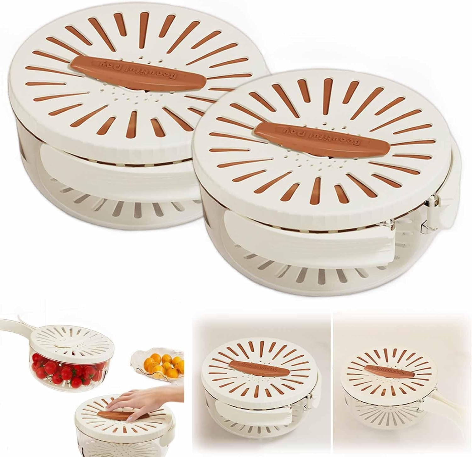 2 in 1 Draining and Preservation Basket with Innovative Rotating Lid ...