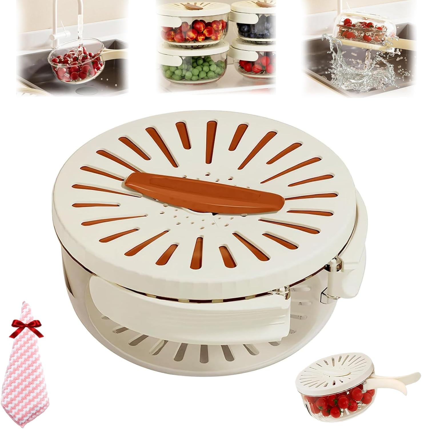 2 in 1 Draining and Preservation Basket Set with Concealed Folding ...