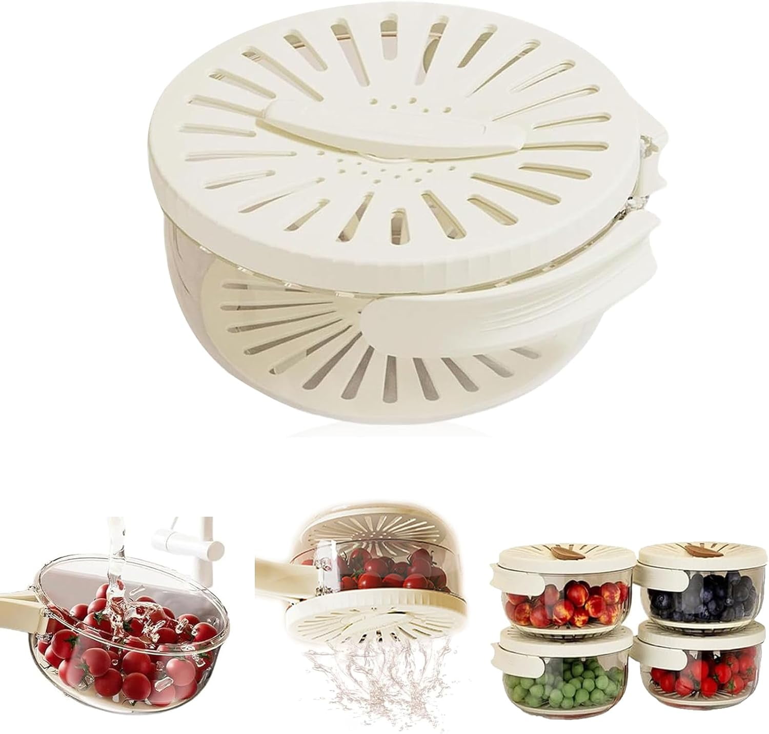 2 in 1 Draining and Preservation Basket,Space-Saving Stackable Design ...
